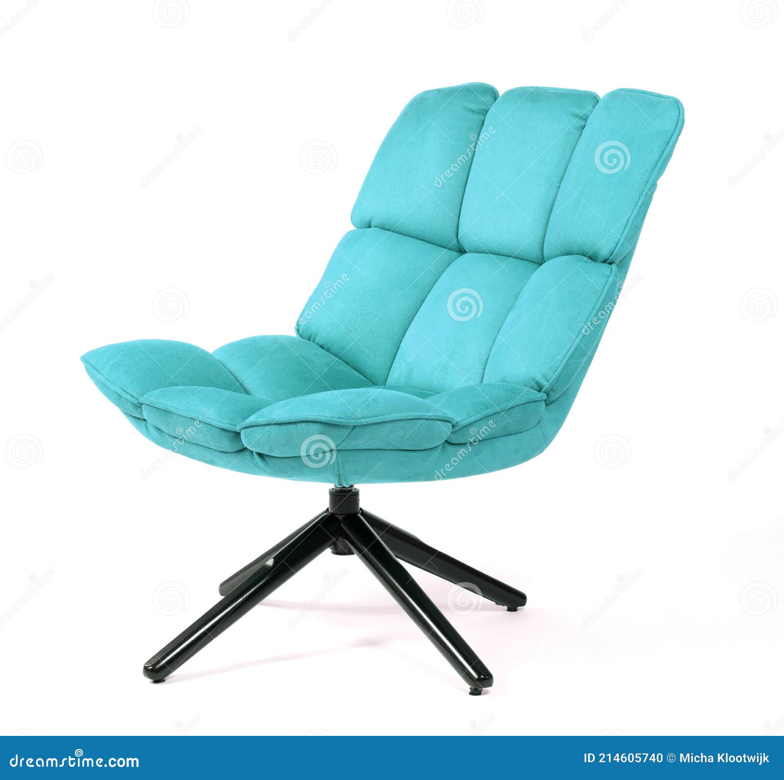 Modern Blue Suede Lounge Chair Isolated Stock Photo - Image of living ...