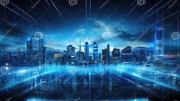 Modern Blue Tech Background Stock Illustration - Illustration of ...