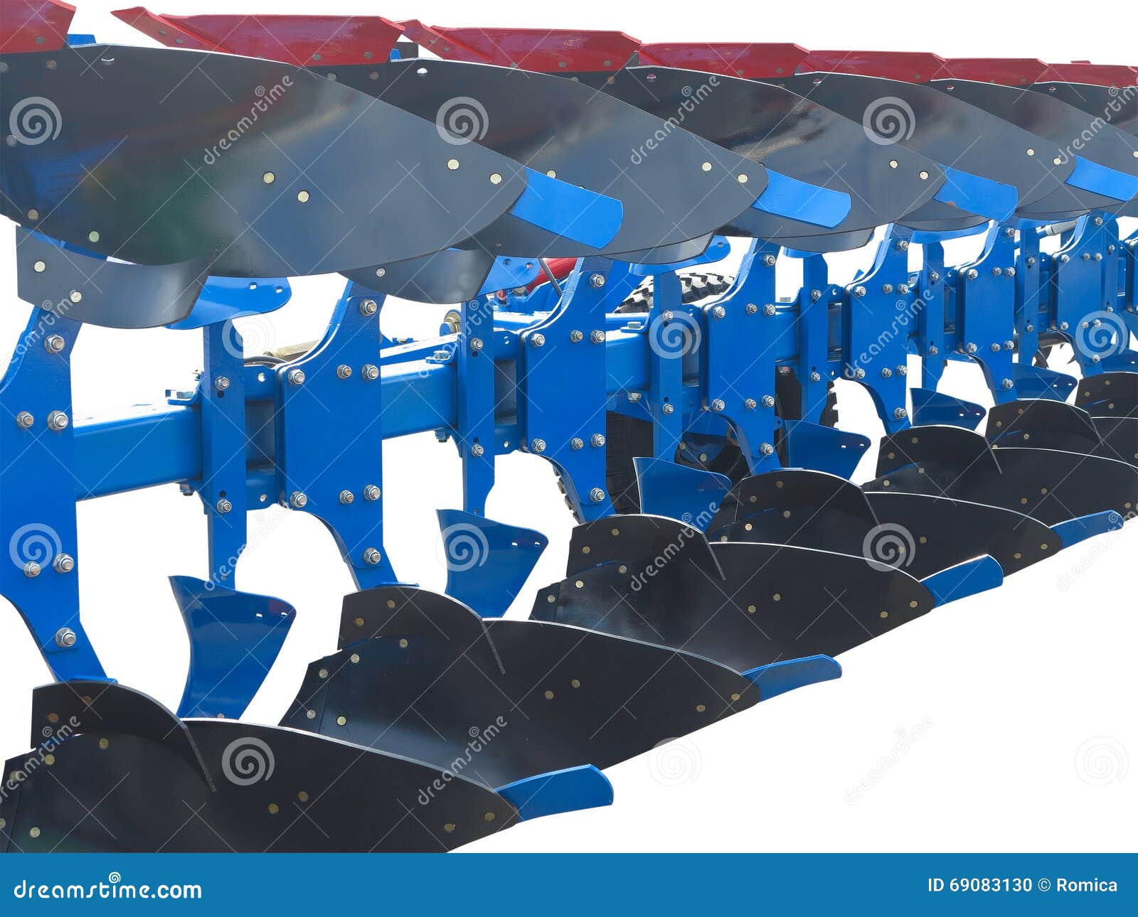 Modern Blue Tractor Plow Row Abstract Isolated Over White Stock Photo ...