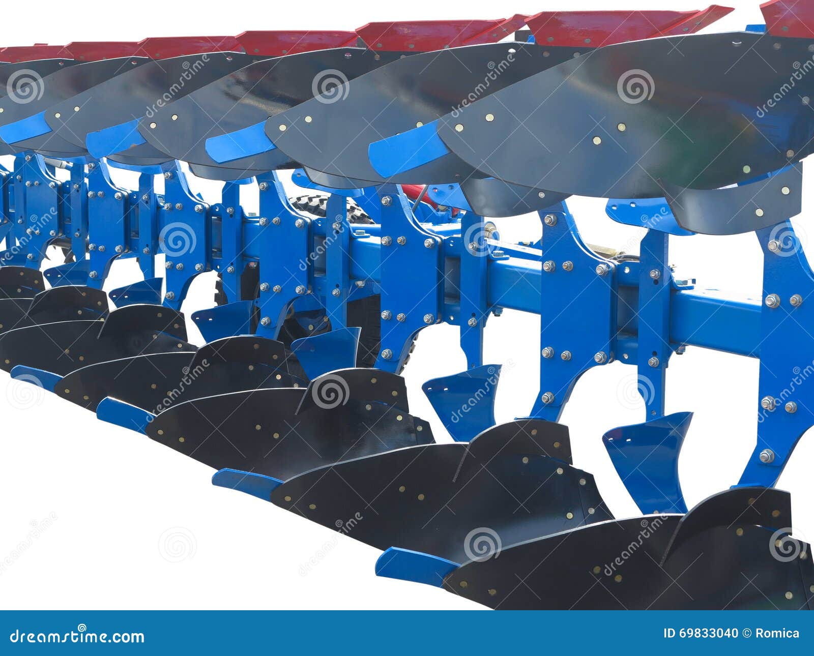 Modern Blue Tractor Plow Row Abstract Isolated Over White Stock Photo ...