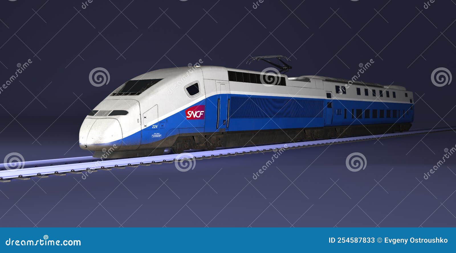 Modern Blue Train on a Blue Background Stock Illustration ...