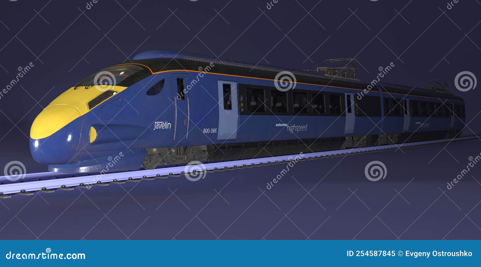 Modern Blue Train on a Blue Background Stock Illustration ...