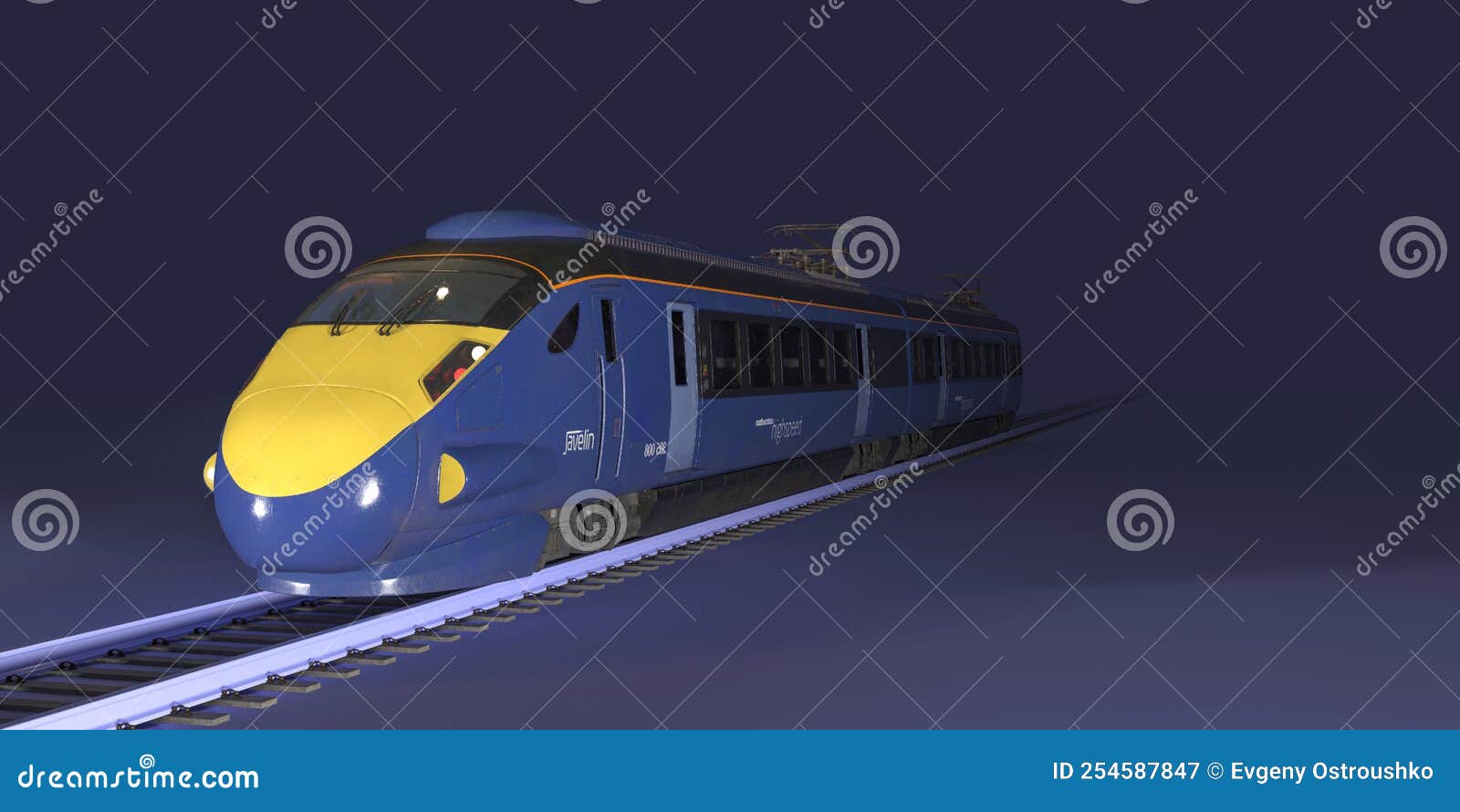 Modern Blue Train on a Blue Background Stock Illustration ...
