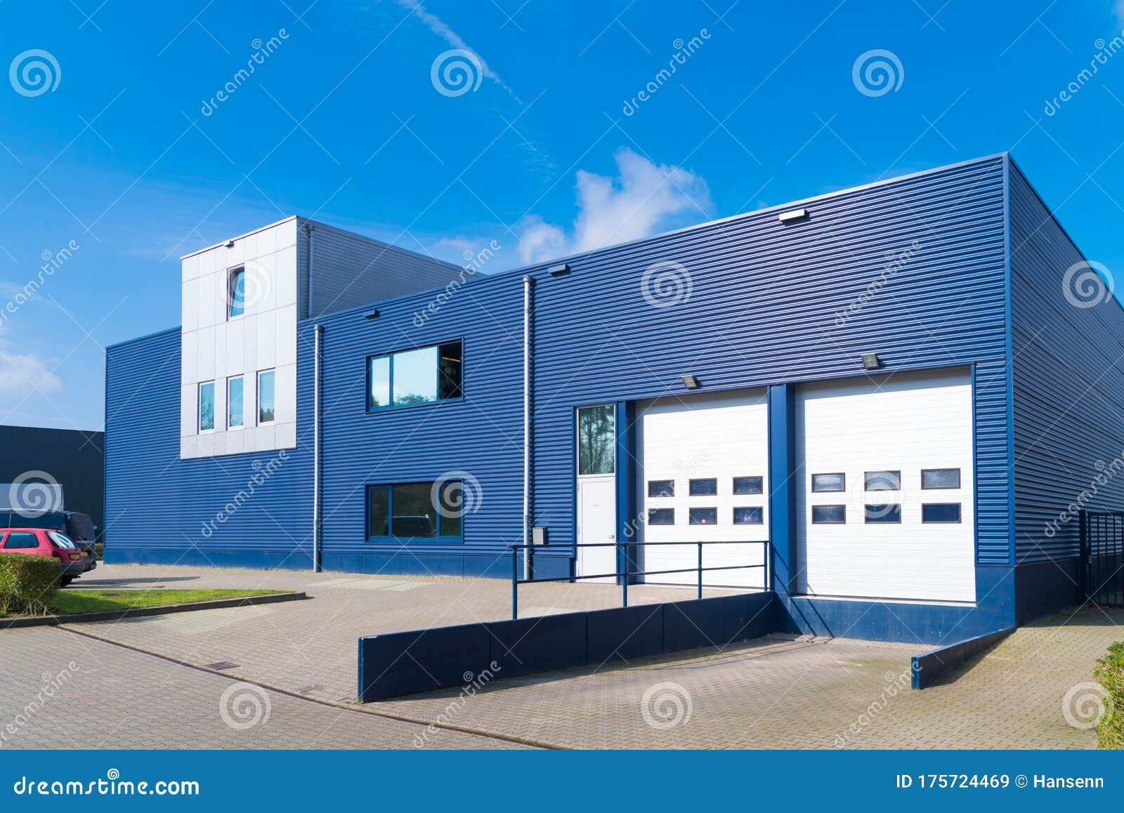 Modern blue warehouse stock image. Image of factory - 175724469