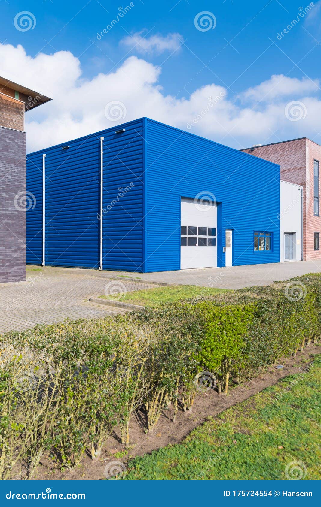Modern blue warehouse stock photo. Image of industrial - 175724554