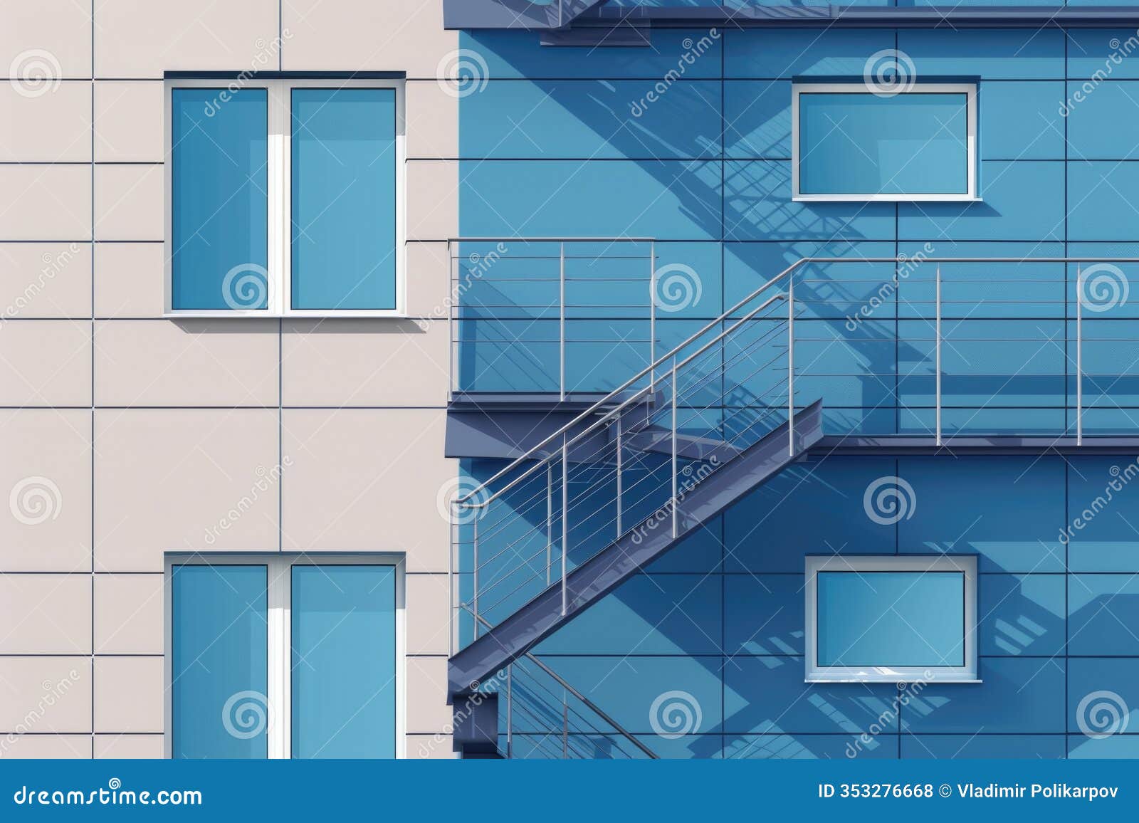 A Modern Blue and White Building with Stairs, Suitable for ...