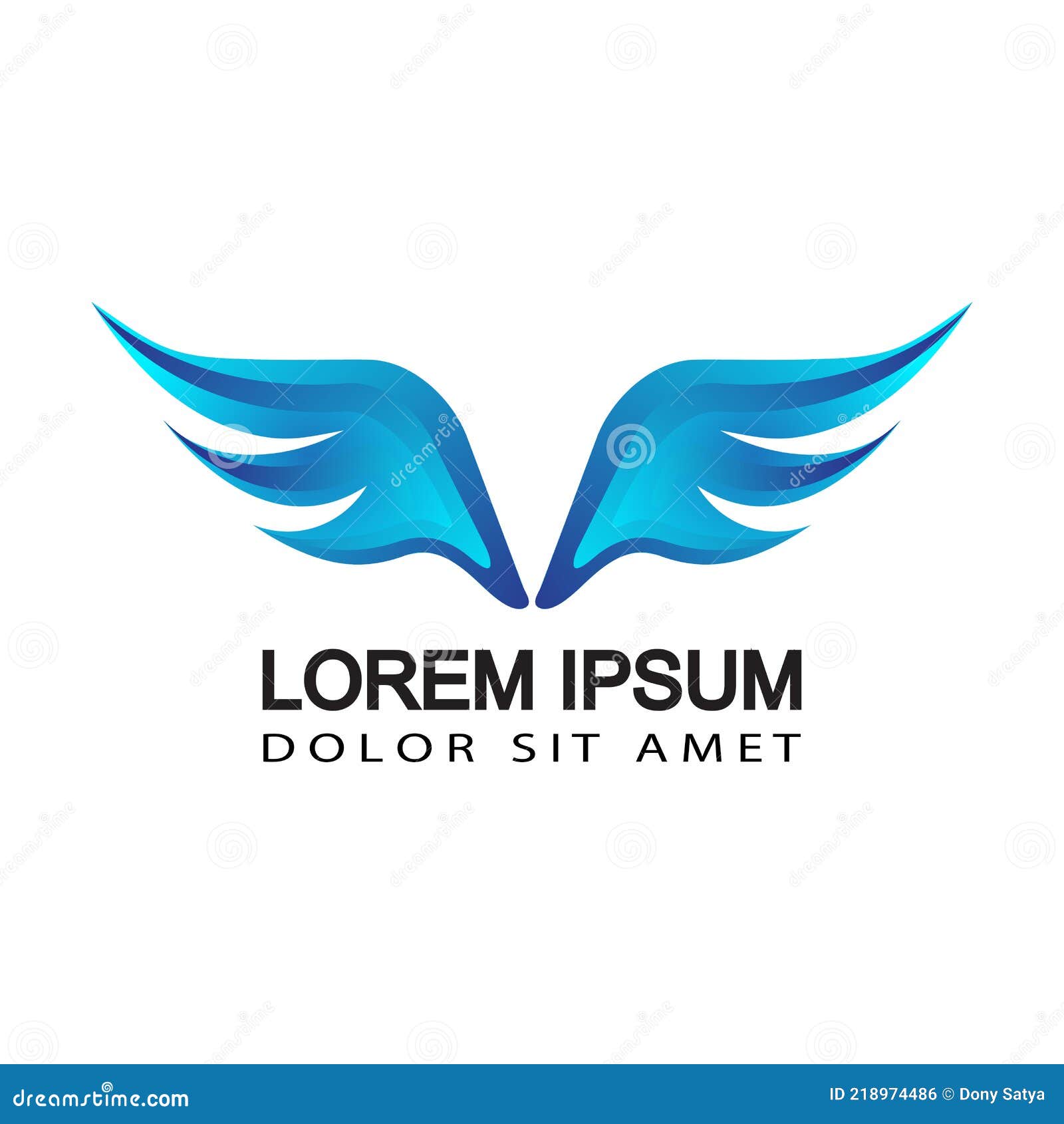 Modern Blue Wings Logo Template Design Vector in Isolated Background ...