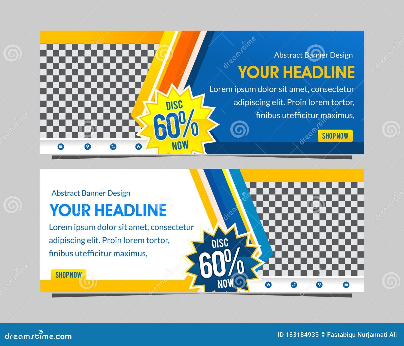 Modern Blue and Yellow Web Banner Sale Design Stock Vector ...