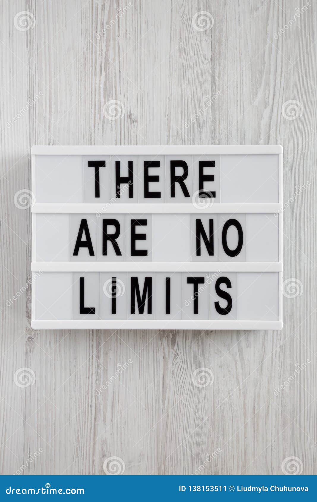 Modern Board with Text `There are No Limits` on a White Wooden ...