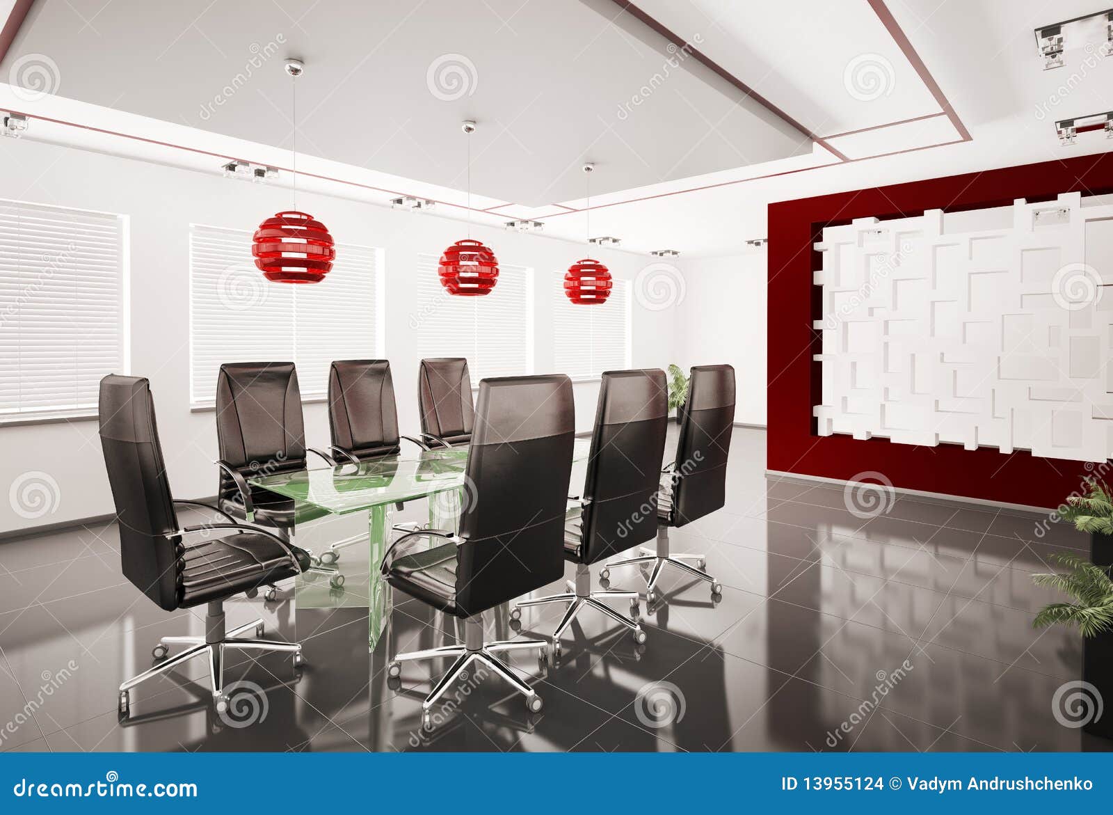 Modern Boardroom Interior 3d Stock Illustration - Illustration of ...