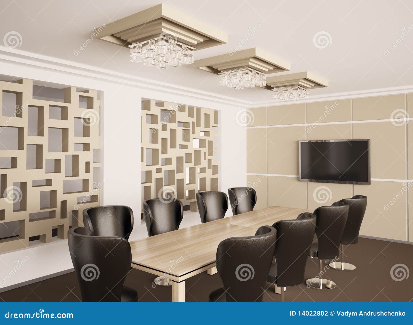 Modern Boardroom Interior 3d Render Stock Illustration - Illustration ...