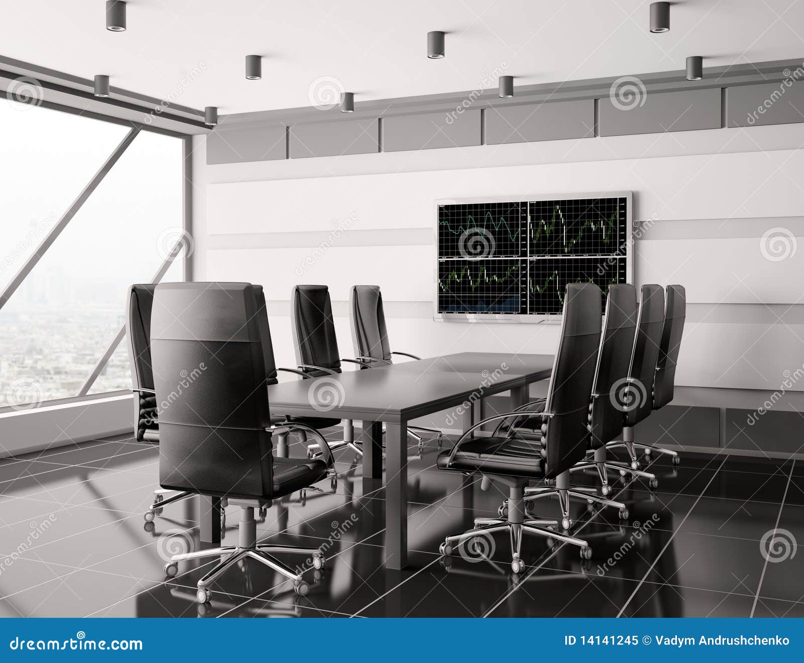 Modern Boardroom with Lcd Interior 3d Stock Illustration - Illustration ...