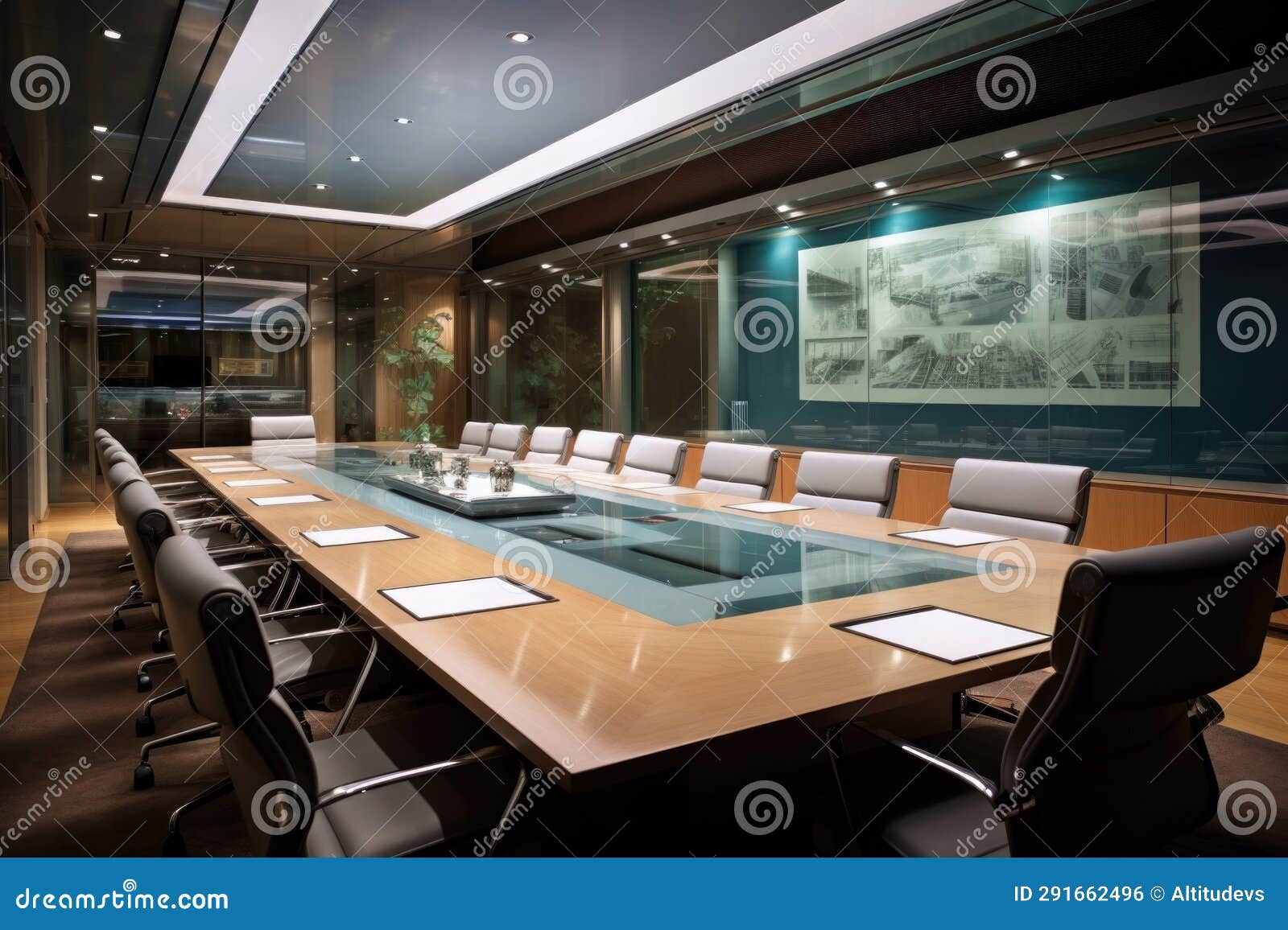A Modern Boardroom with an Overhead Projector Stock Illustration ...