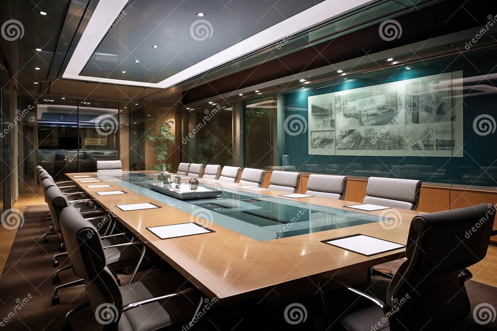 A Modern Boardroom with an Overhead Projector Stock Illustration ...