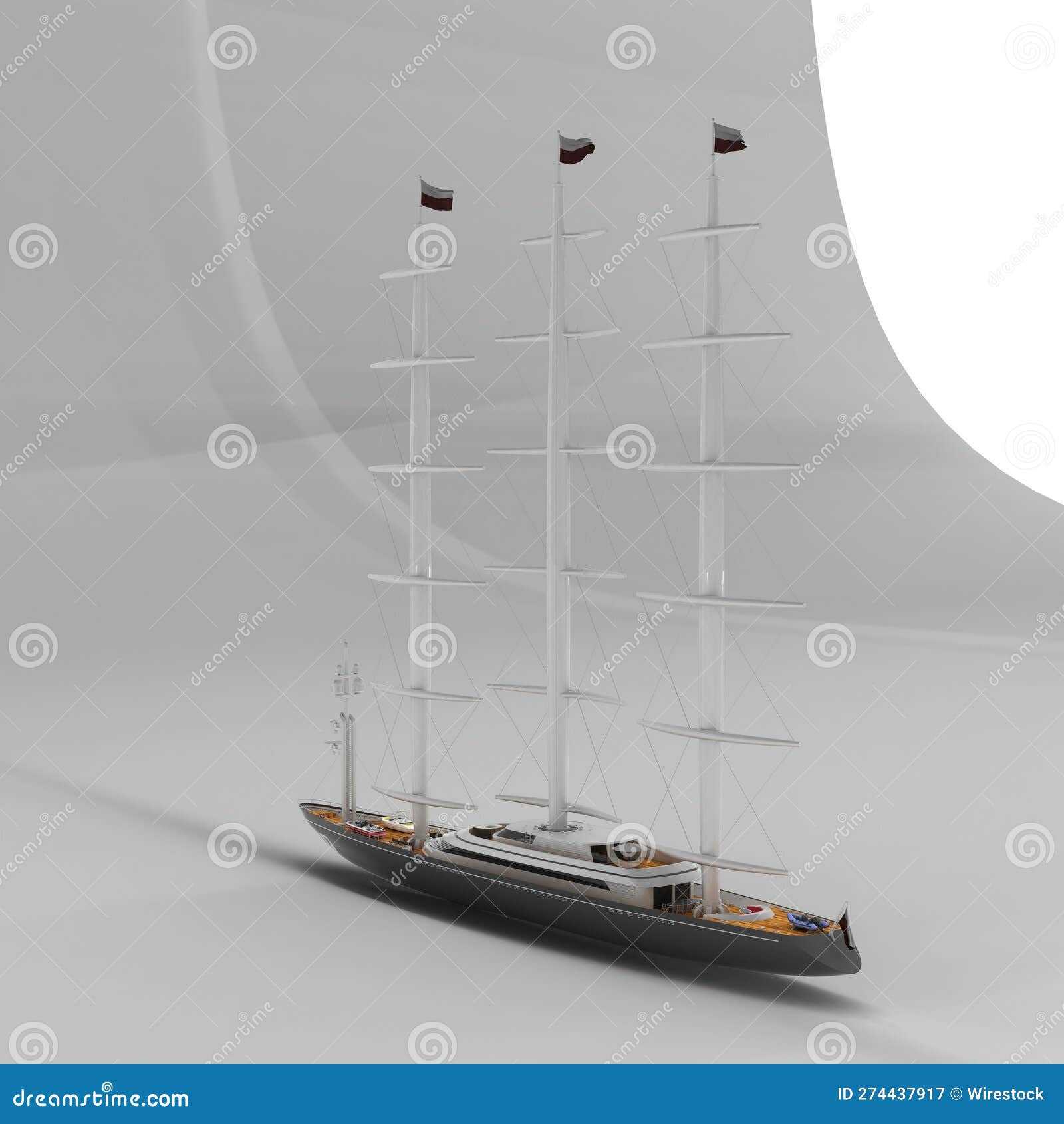 Modern Boat Model Against a White Backdrop, 3D Rendered Stock ...