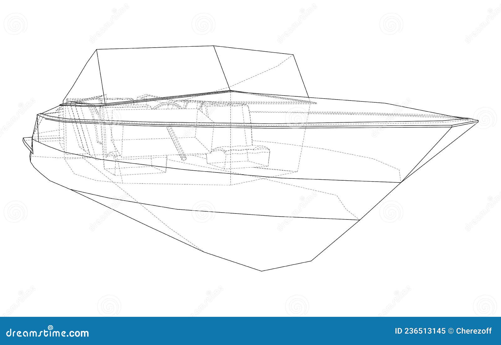Modern boat with seats stock illustration. Illustration of lake - 236513145