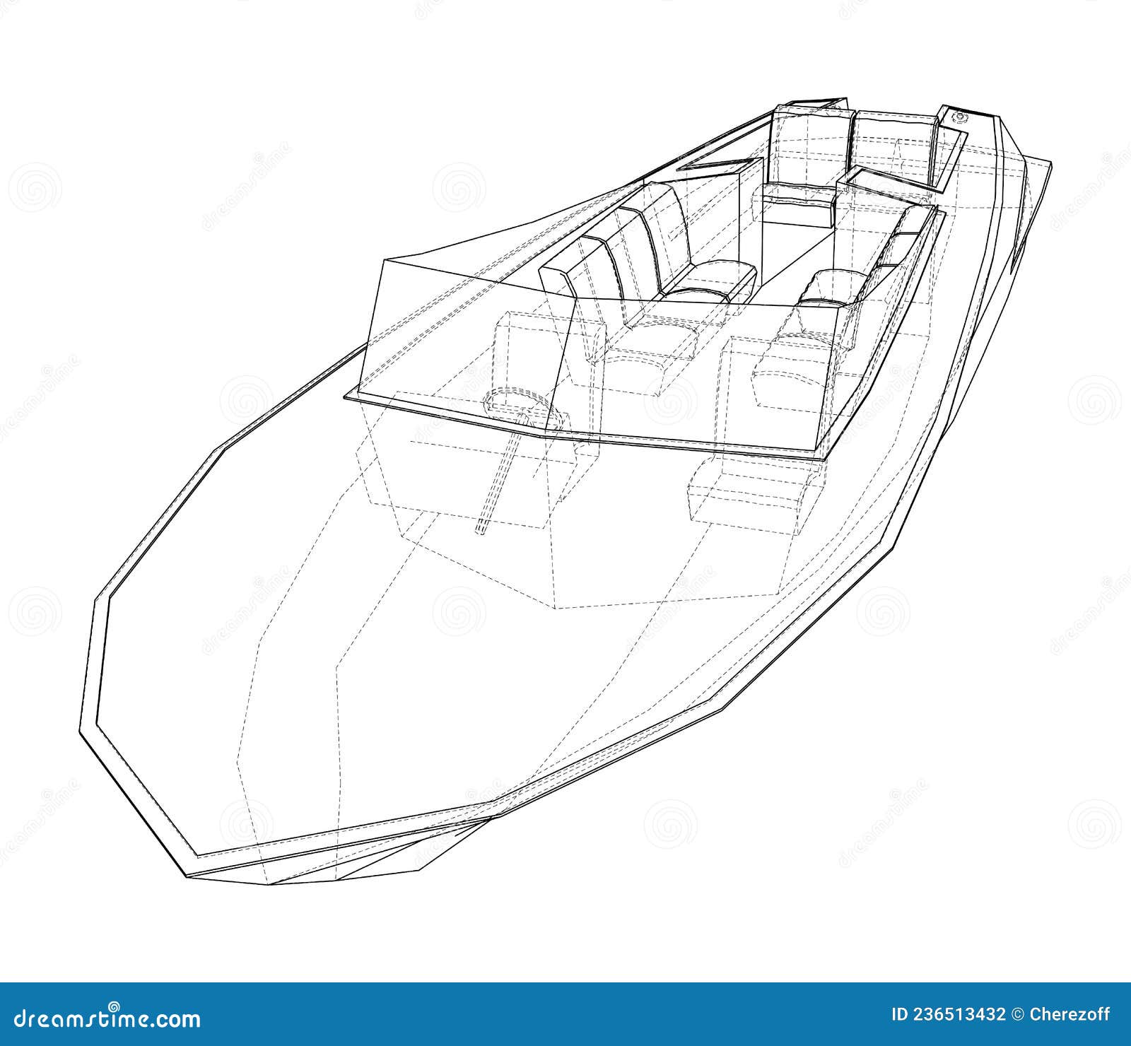 Modern boat with seats stock illustration. Illustration of motor ...