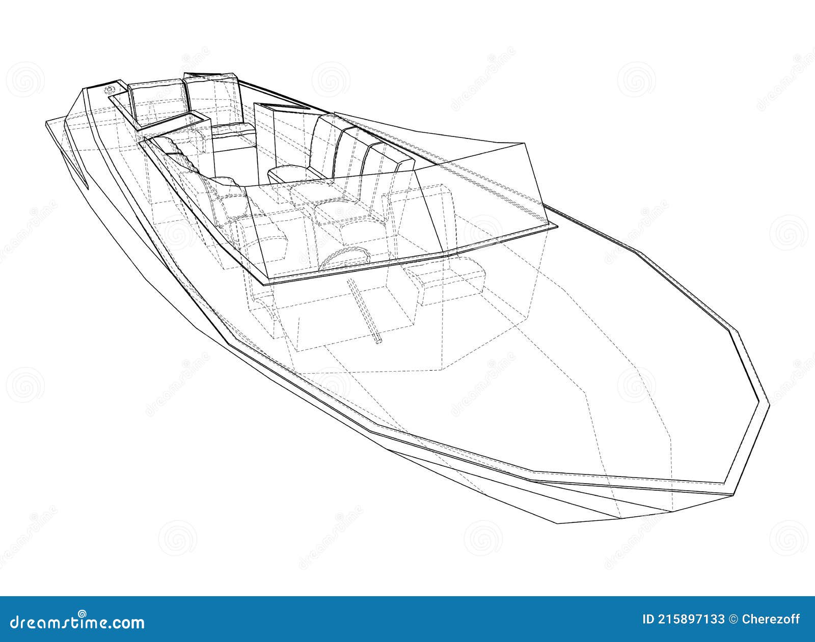 Modern Boat with Seats. Vector Stock Vector - Illustration of ...
