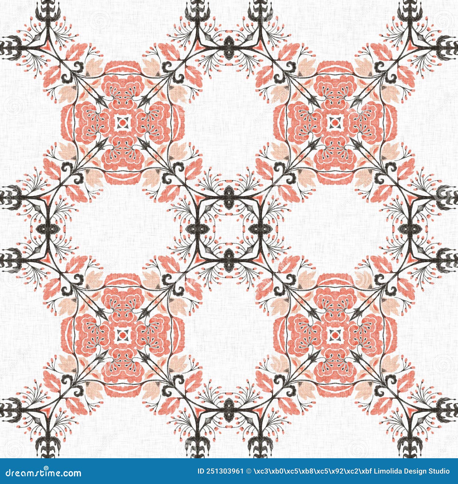 Modern Boho Geometric Floral Quilt Style Seamless Pattern. Shabby Chic ...