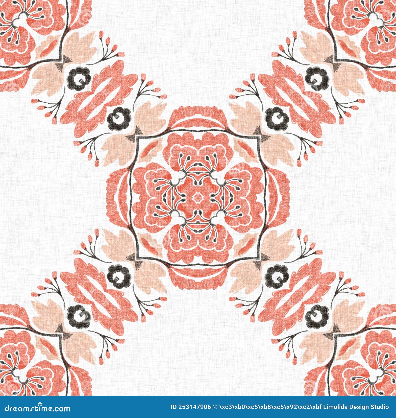 Modern Boho Geometric Floral Quilt Style Seamless Pattern. Shabby Chic ...