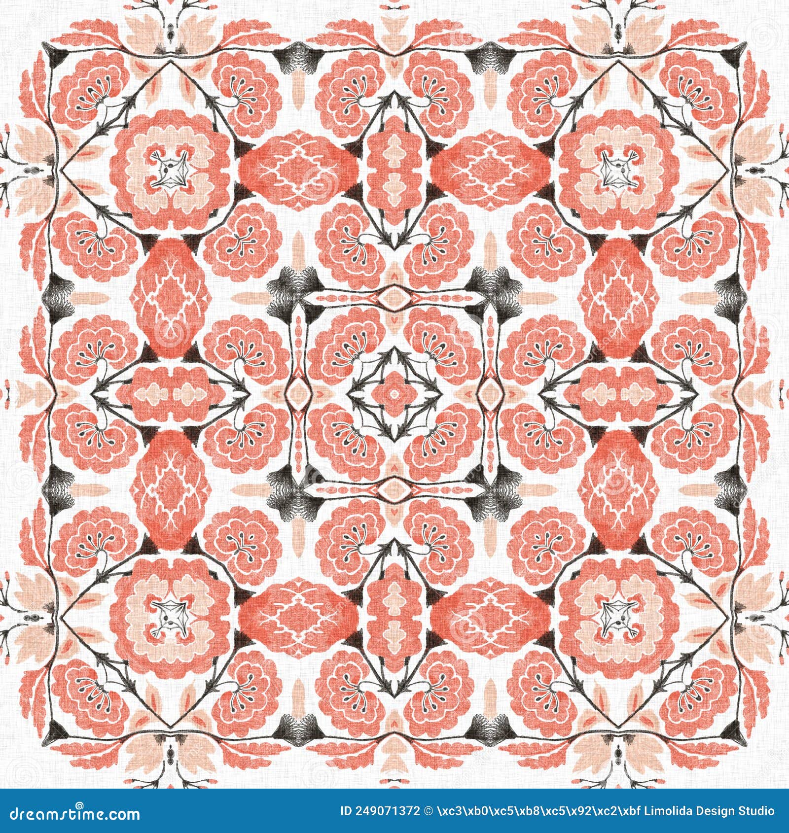 Modern Boho Geometric Floral Quilt Style Seamless Pattern. Shabby Chic ...
