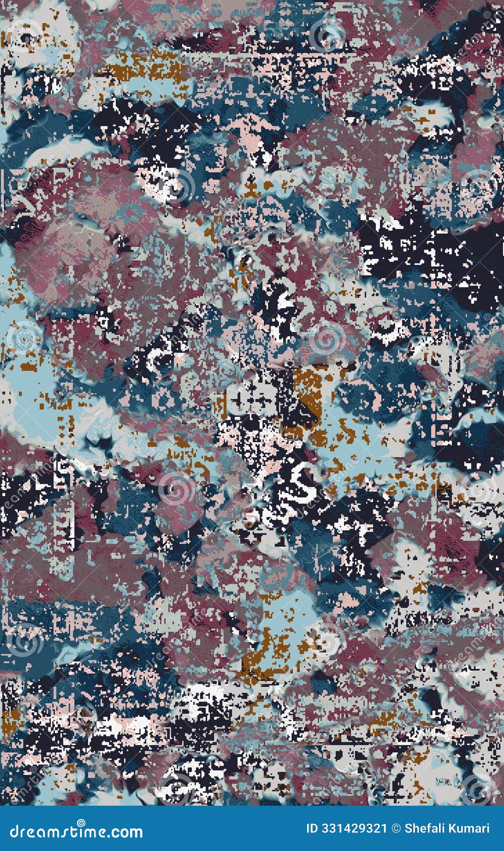 Modern Boho Style Carpet Design Illustration with Distressed and Grunge ...