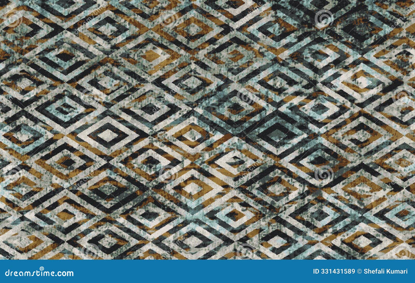 Modern Boho Style Carpet Design Illustration with Distressed and Grunge ...