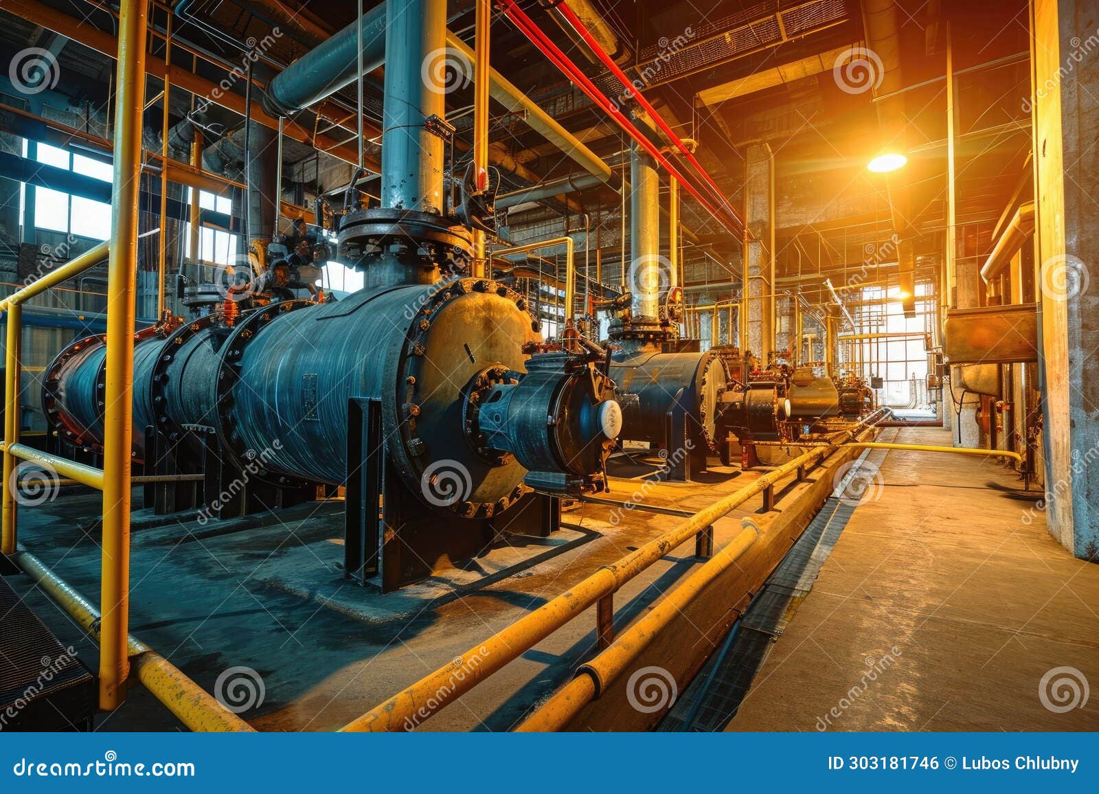 Modern Boiler Room With Red And Blue Pressure Tanks Royalty-Free Stock ...