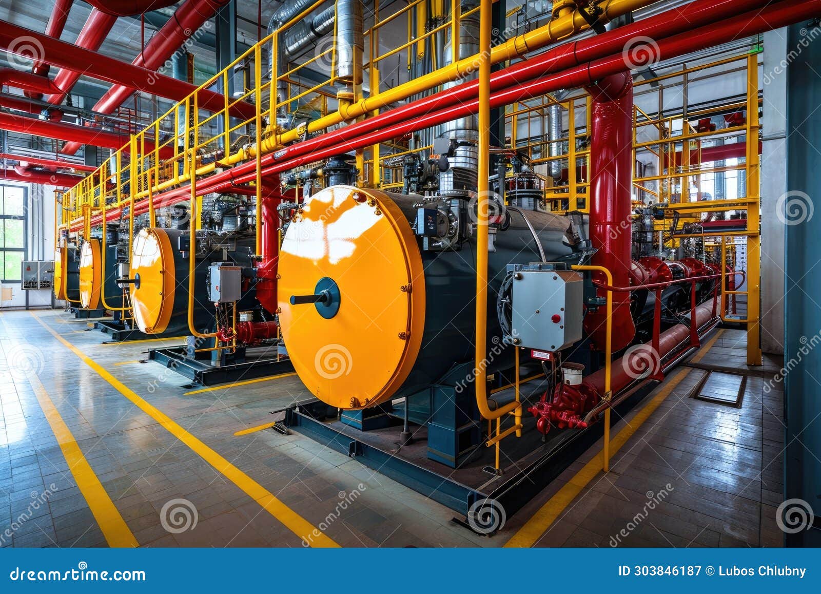 Modern Boiler Room with Gas Boilers, Industrial Heating Stock ...