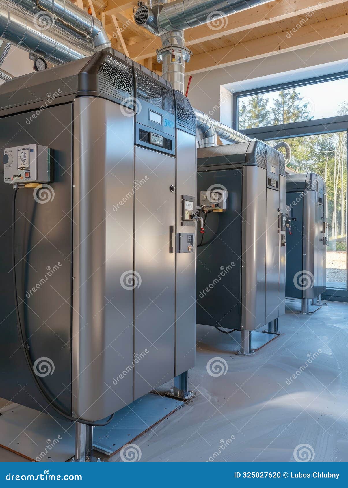 Modern Boiler Room with Gas Boilers, Industrial Heating Stock ...