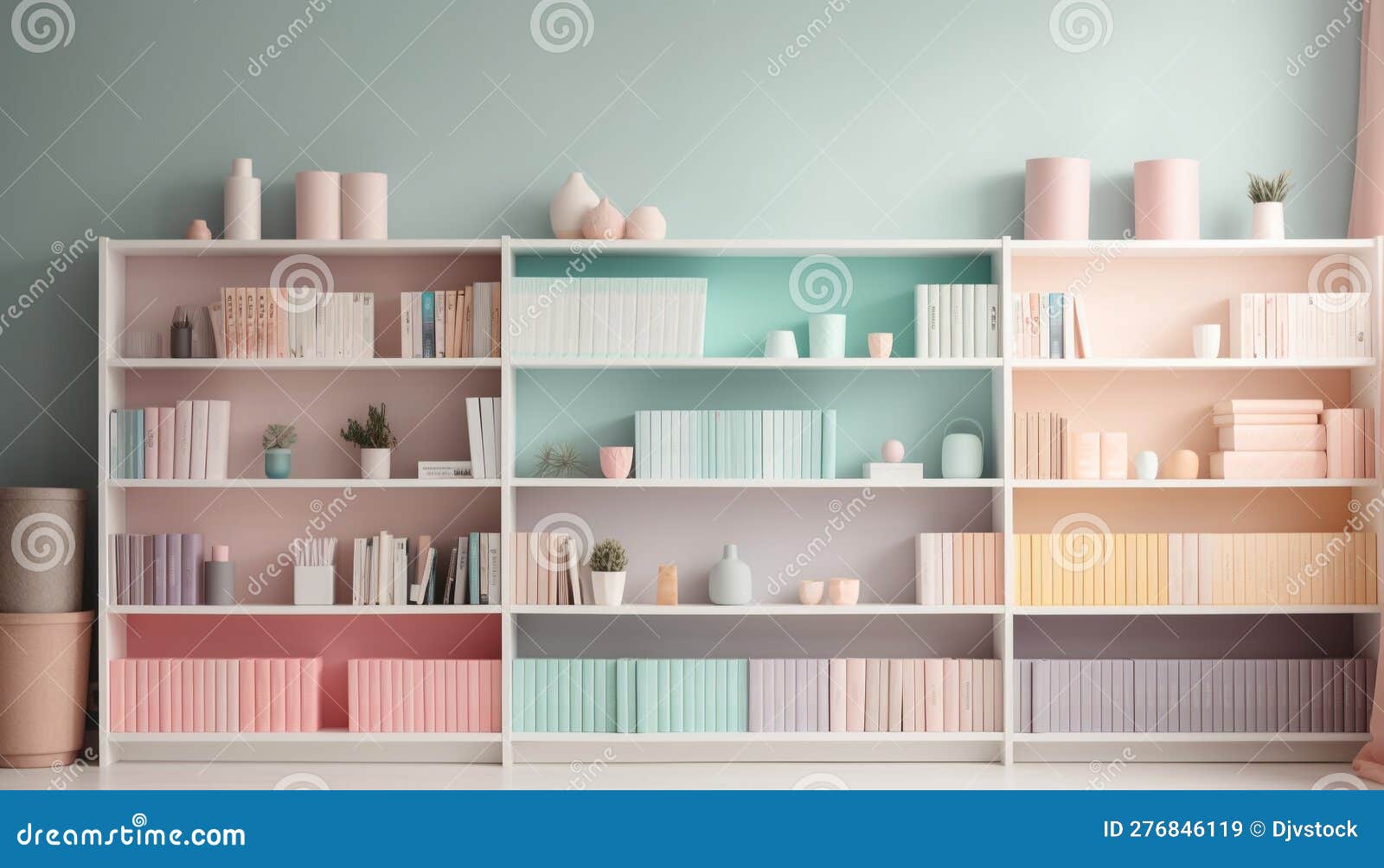 Modern Bookshelf Decoration with Clean and Sparse Space Generated by AI ...