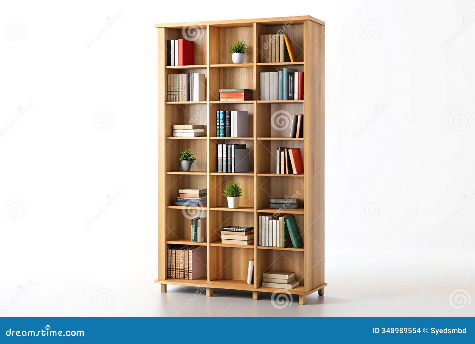 Modern Bookshelf Side View Full Length, Isolated on White Background ...