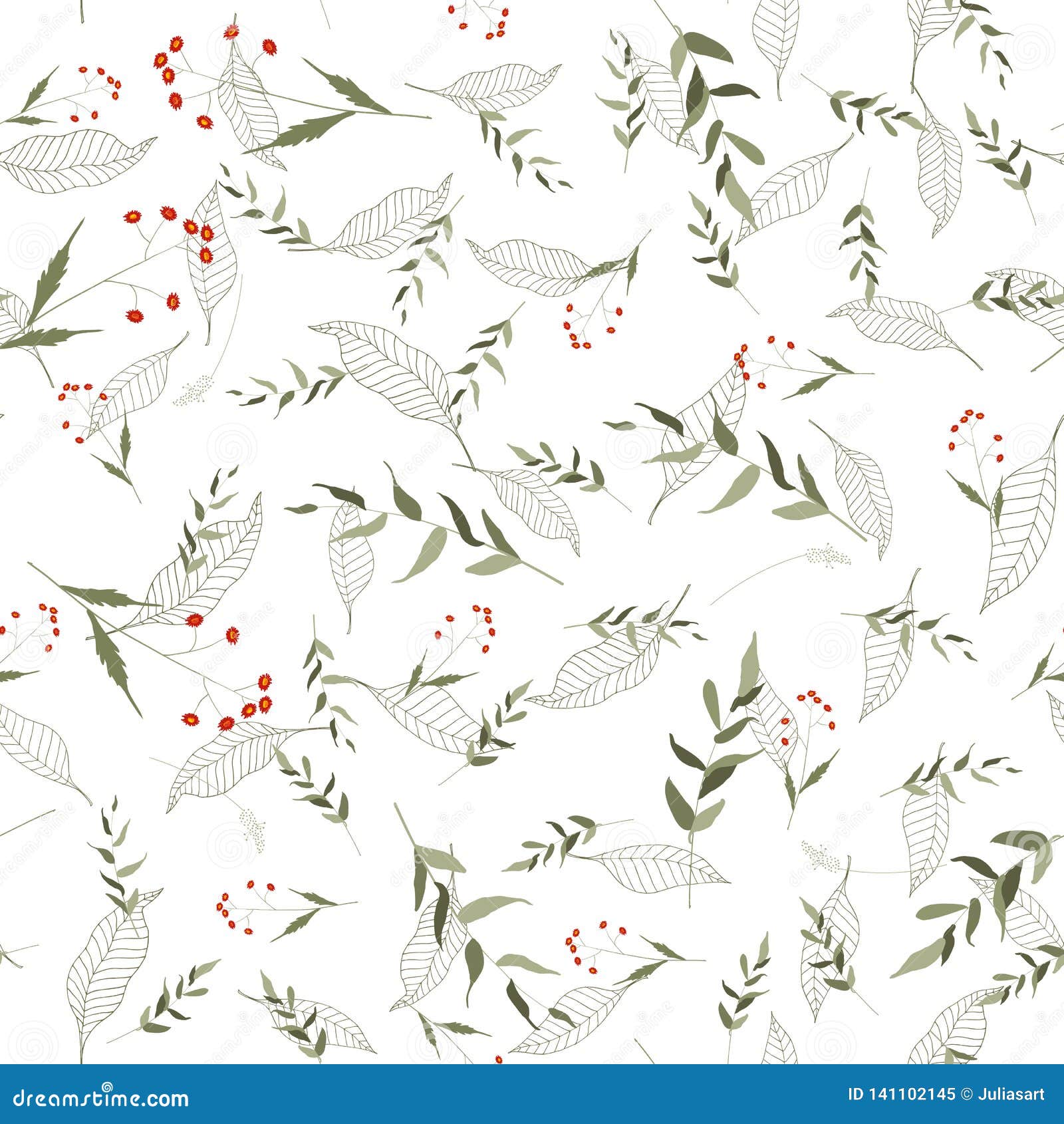 Modern Botanical Background. Hand Drawn Vector Illustration. Folk ...