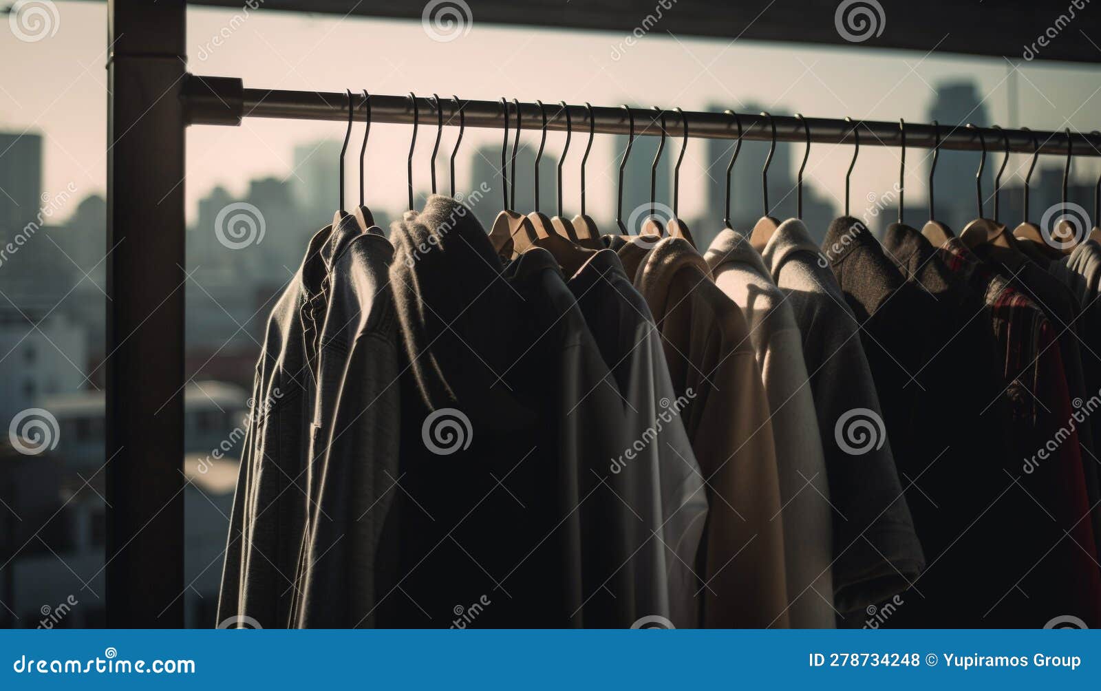 Modern Boutique Showcases Elegant Textile Collection on Coat Hangers ...