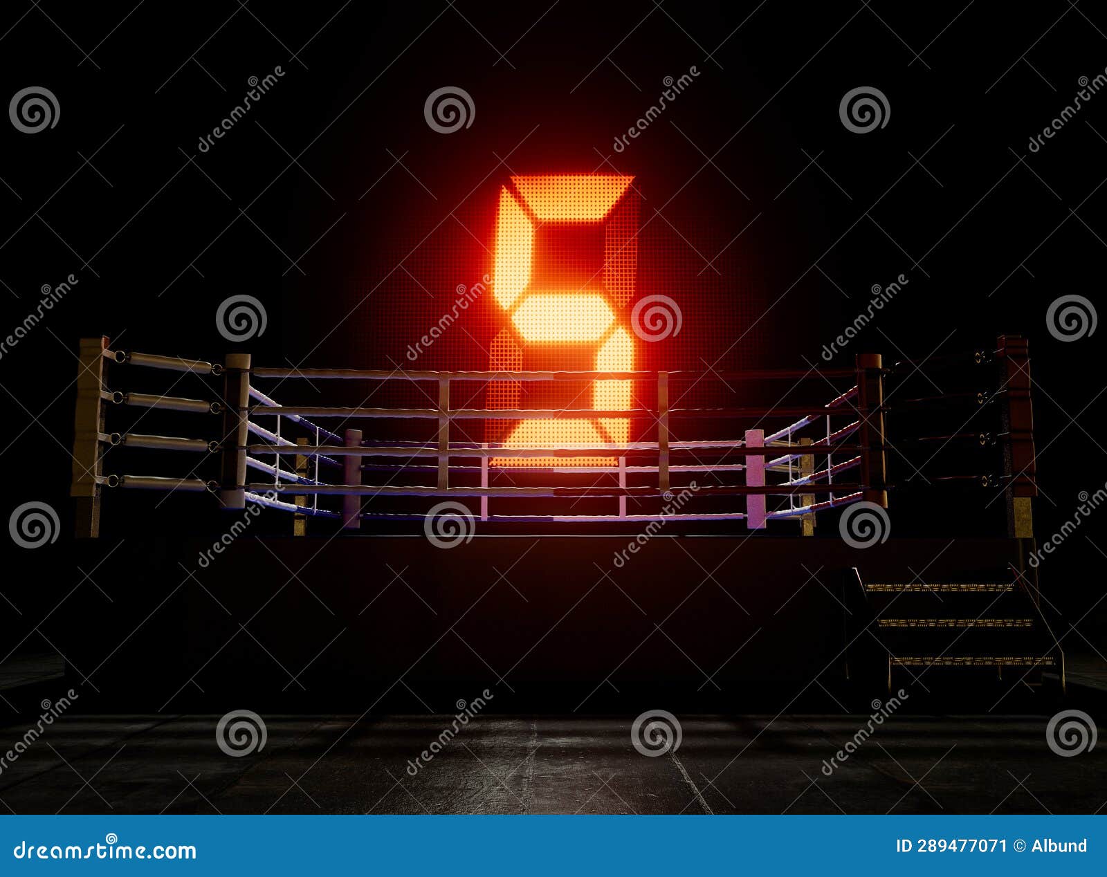 Modern Boxing Ring Round Number Five Stock Illustration - Illustration ...