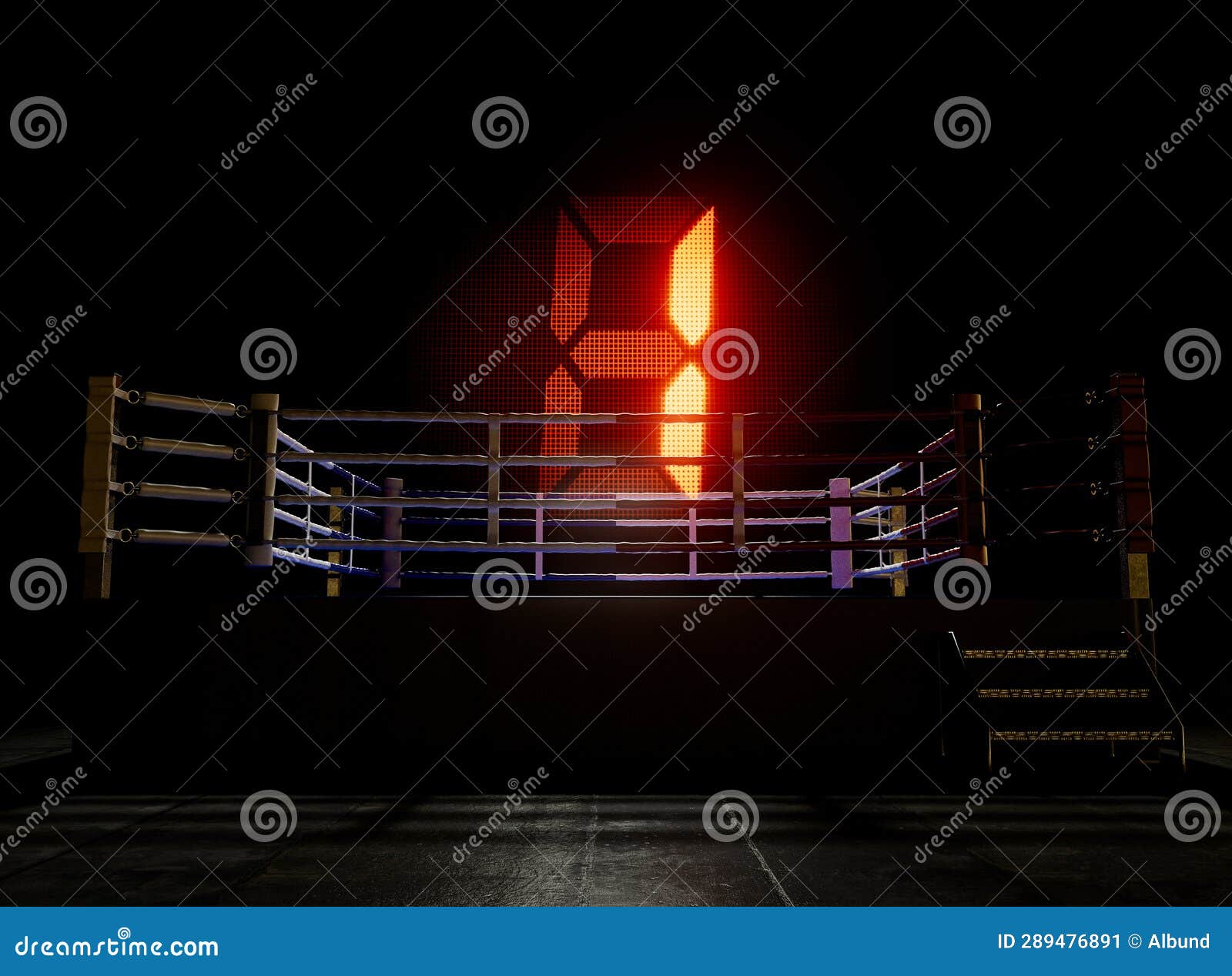 Modern Boxing Ring Round Number One Stock Illustration - Illustration ...