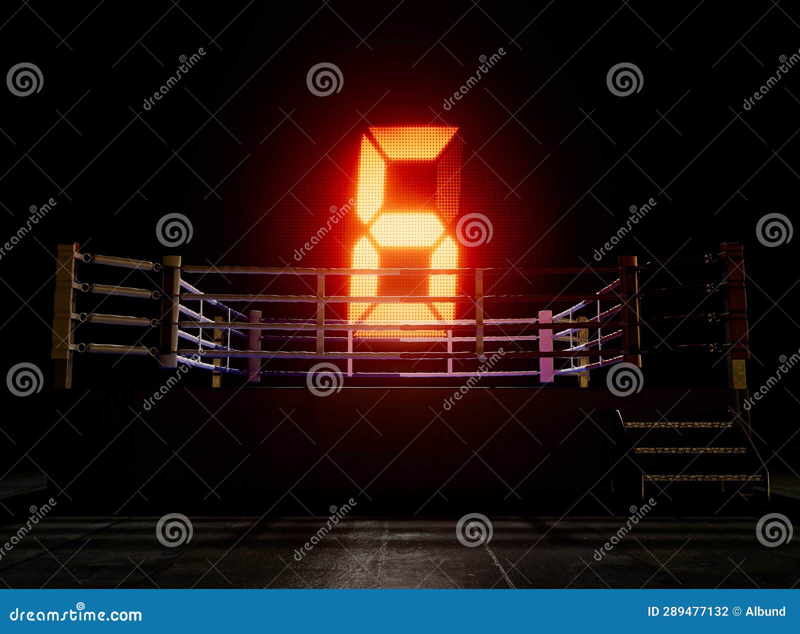 Modern Boxing Ring Round Number Six Stock Illustration - Illustration ...
