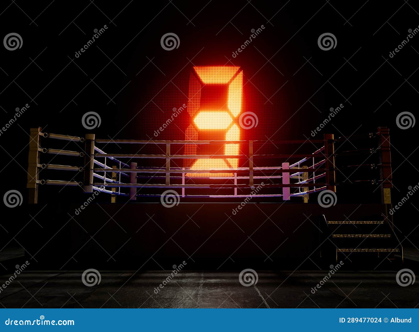 Modern Boxing Ring Round Number Three Stock Illustration - Illustration ...
