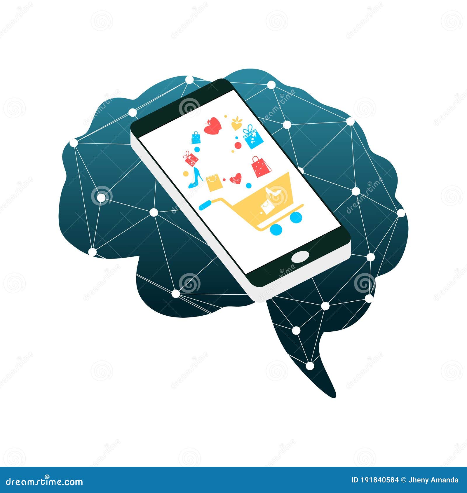 Modern Brain Link Connected Point Logo Vector. Digital Human Brain ...