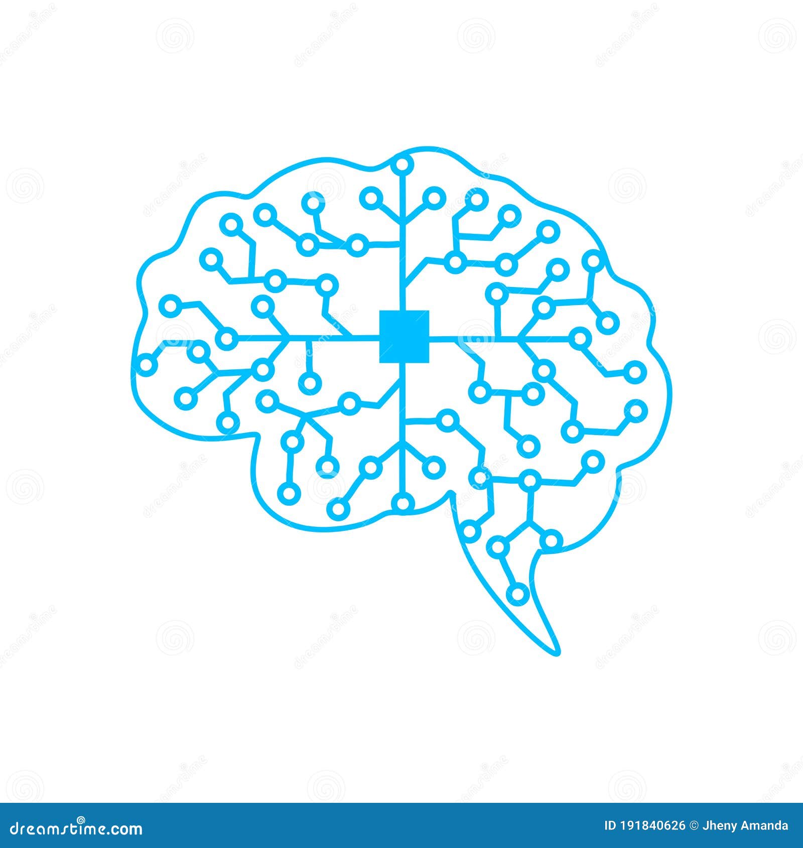 Modern Brain Link Connected Point Logo Vector. Digital Human Brain ...