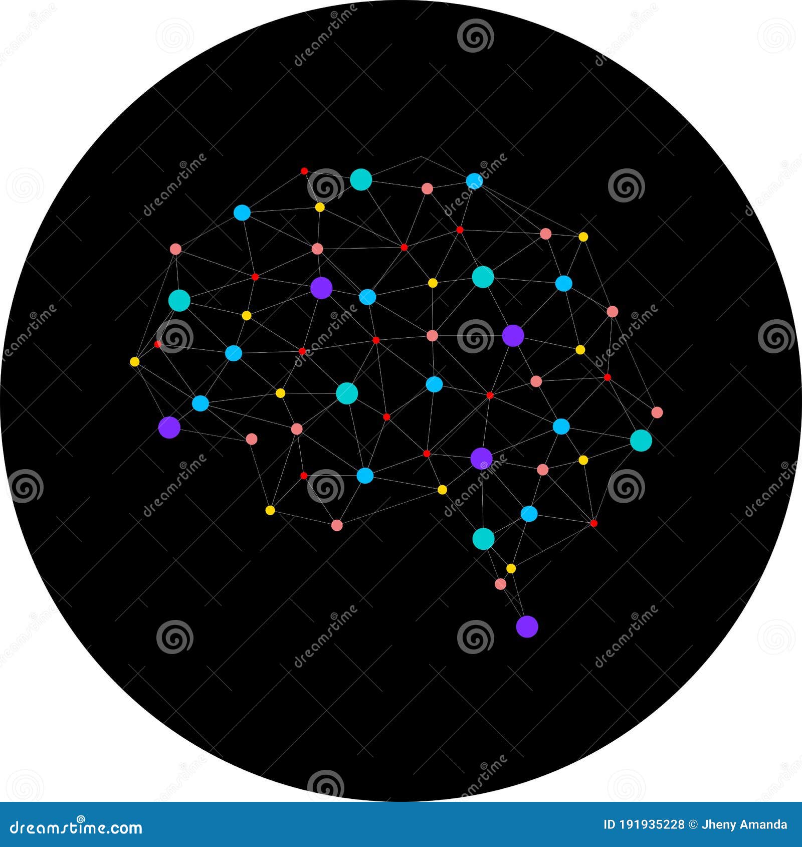 Modern Brain Link Connected Point Logo Vector. Digital Human Brain ...
