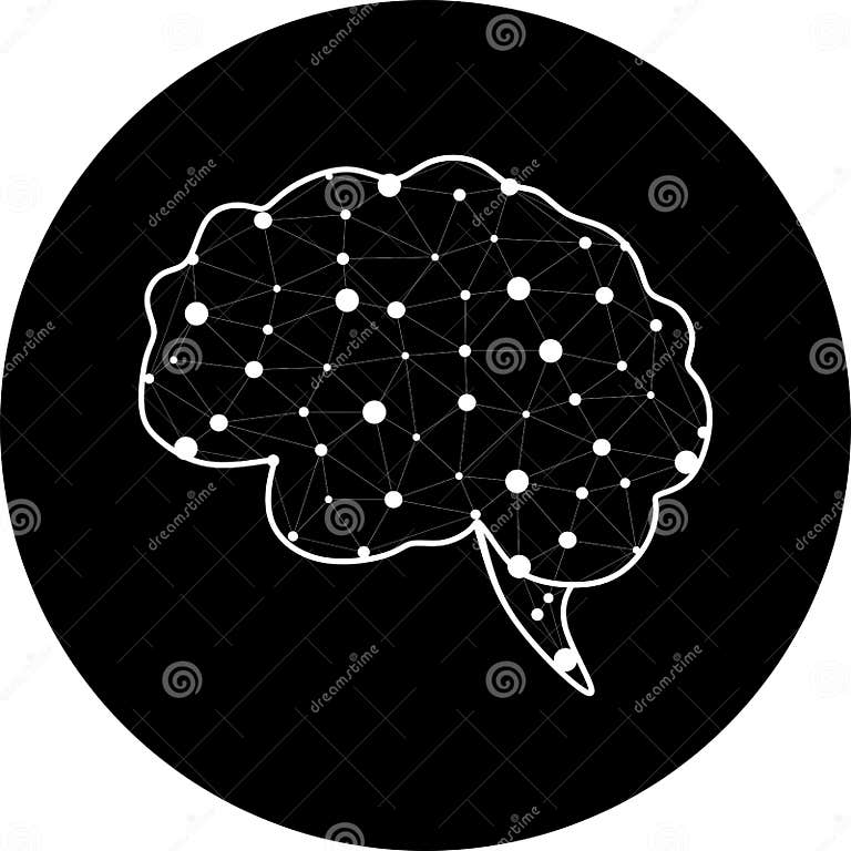Modern Brain Link Connected Point Logo Vector. Digital Human Brain ...