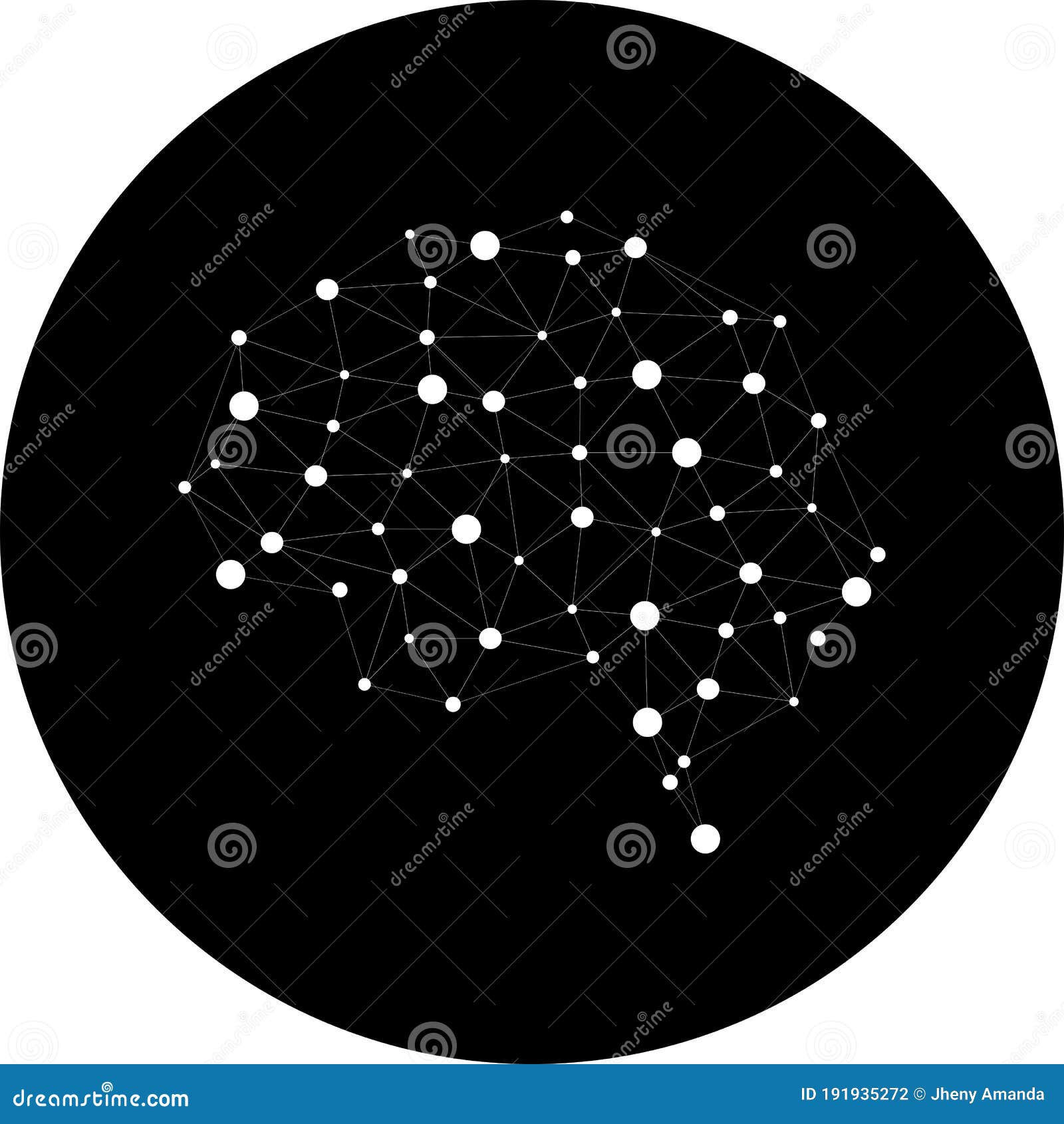 Modern Brain Link Connected Point Logo Vector. Digital Human Brain ...