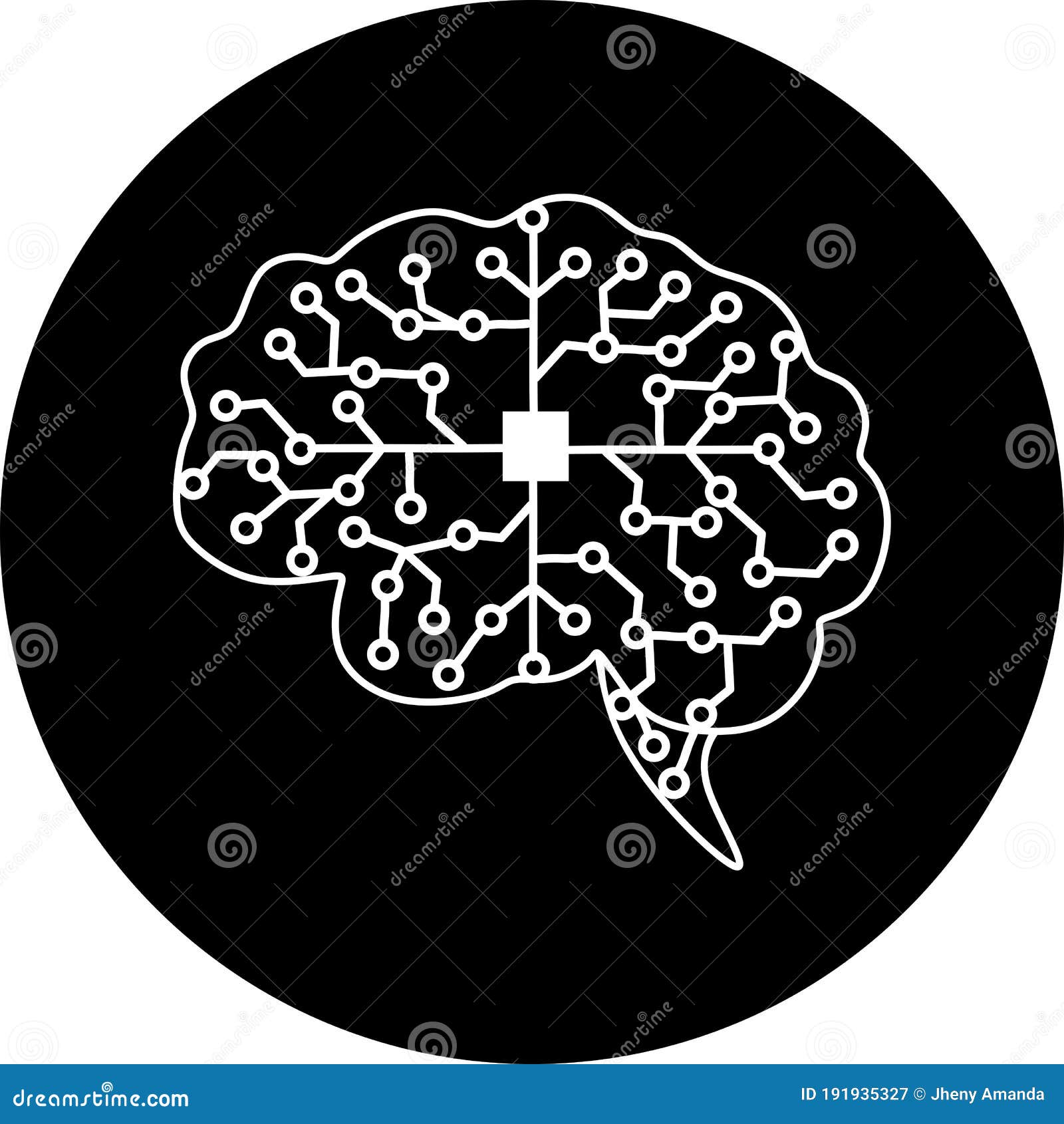 Modern Brain Link Connected Point Logo Vector. Digital Human Brain ...