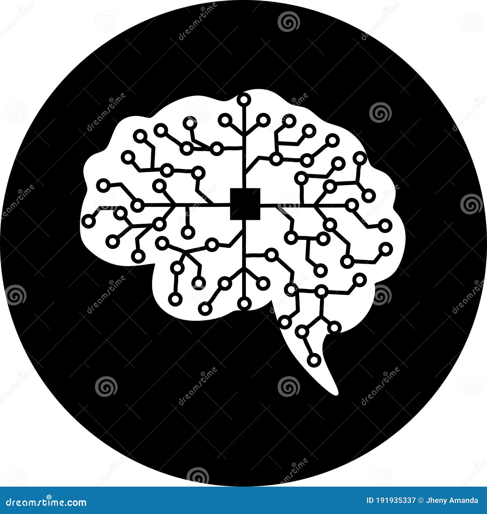 Modern Brain Link Connected Point Logo Vector. Digital Human Brain ...