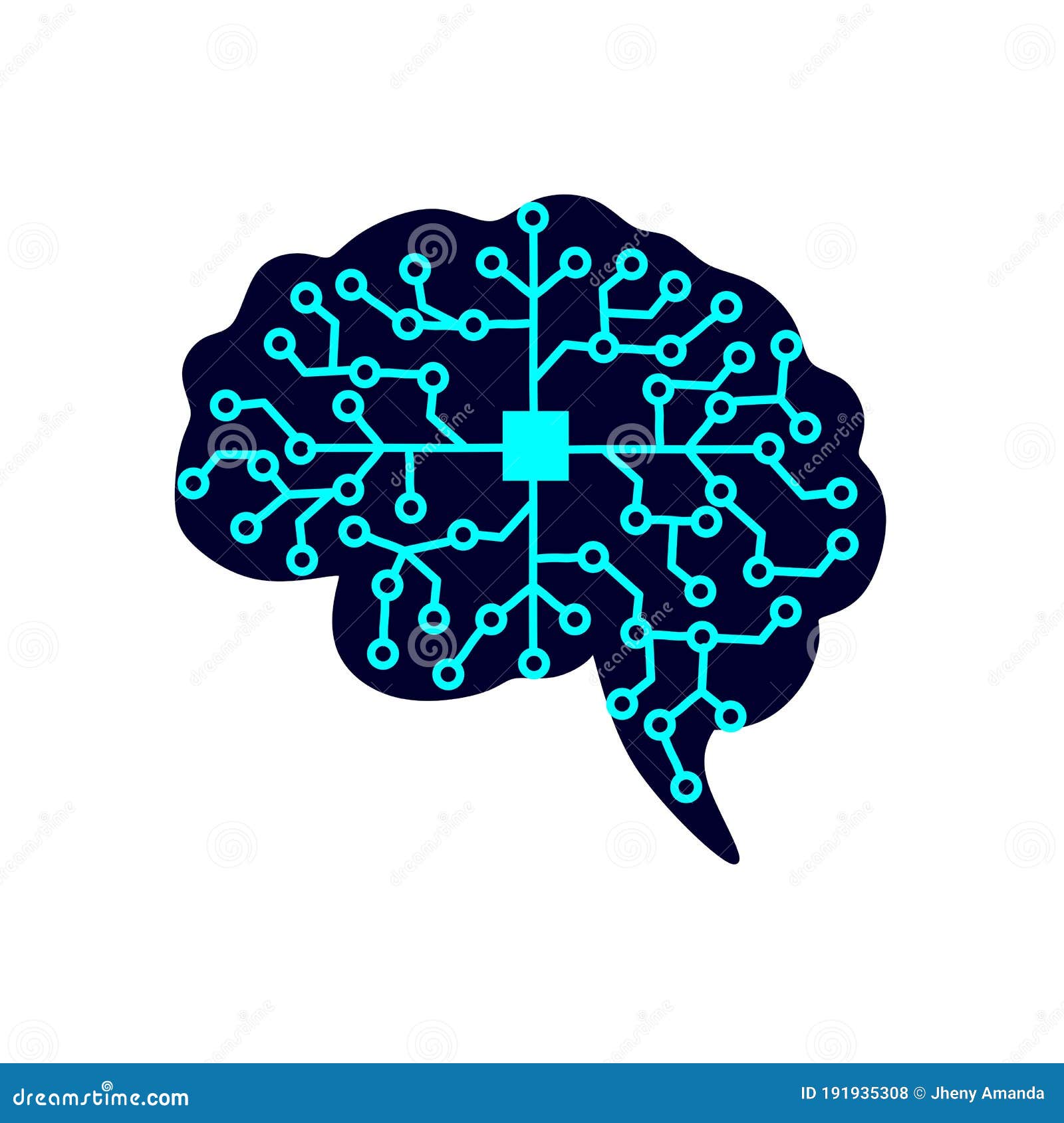 Modern Brain Link Connected Point Logo Vector. Digital Human Brain ...