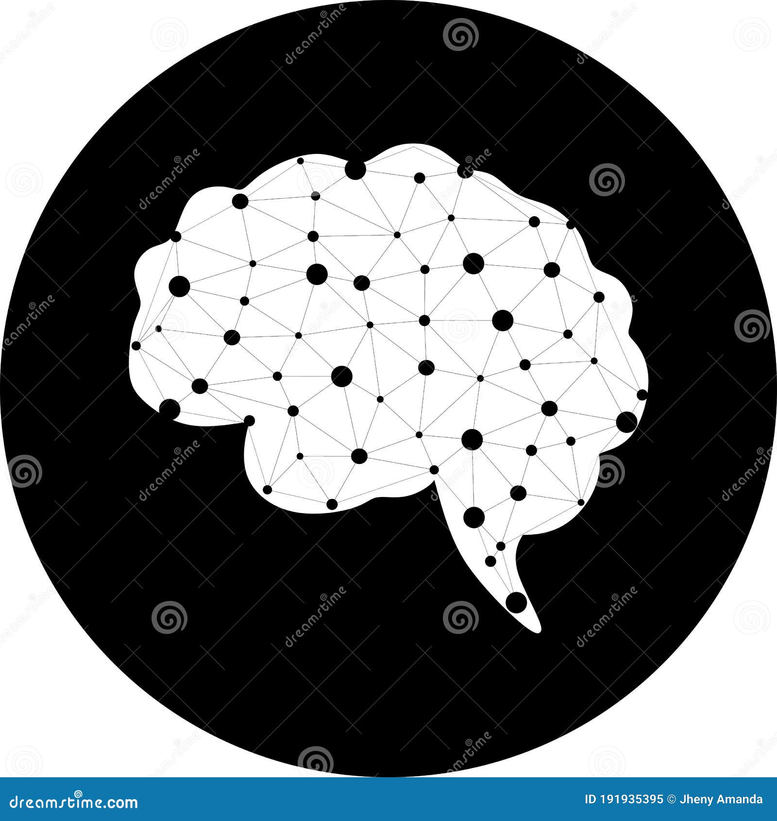 Modern Brain Link Connected Point Logo Vector. Digital Human Brain ...