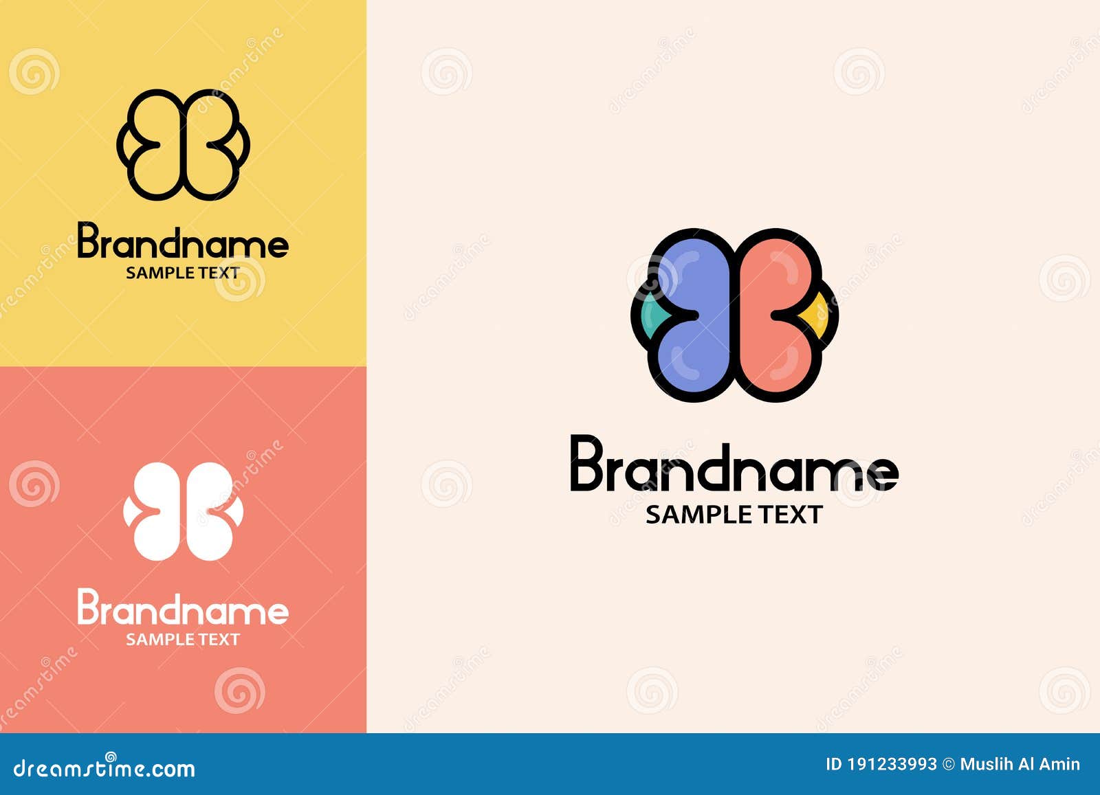 Simple brain logo and icon stock vector. Illustration of brain - 191233993