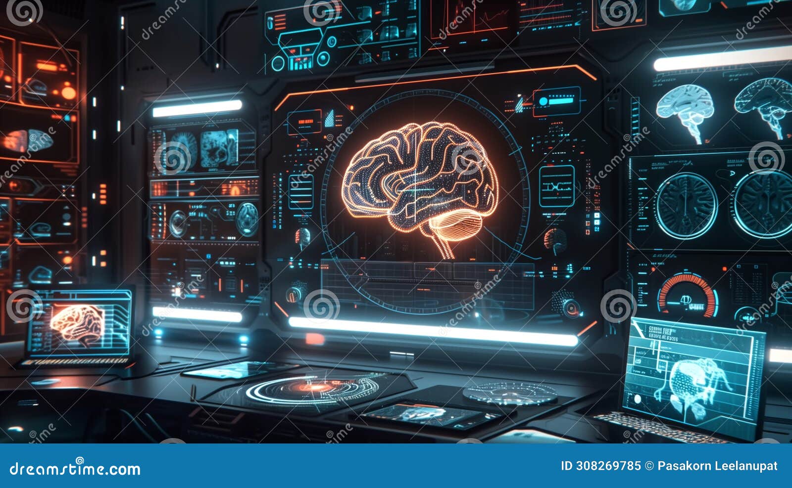 Modern Brain Study Laboratory and Monitors EEG Reading and Brain Stock ...