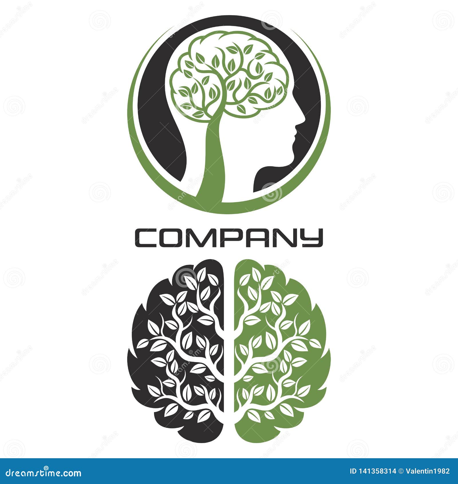 Modern Brain Tree Logo Design. Vector Illustration | CartoonDealer.com ...